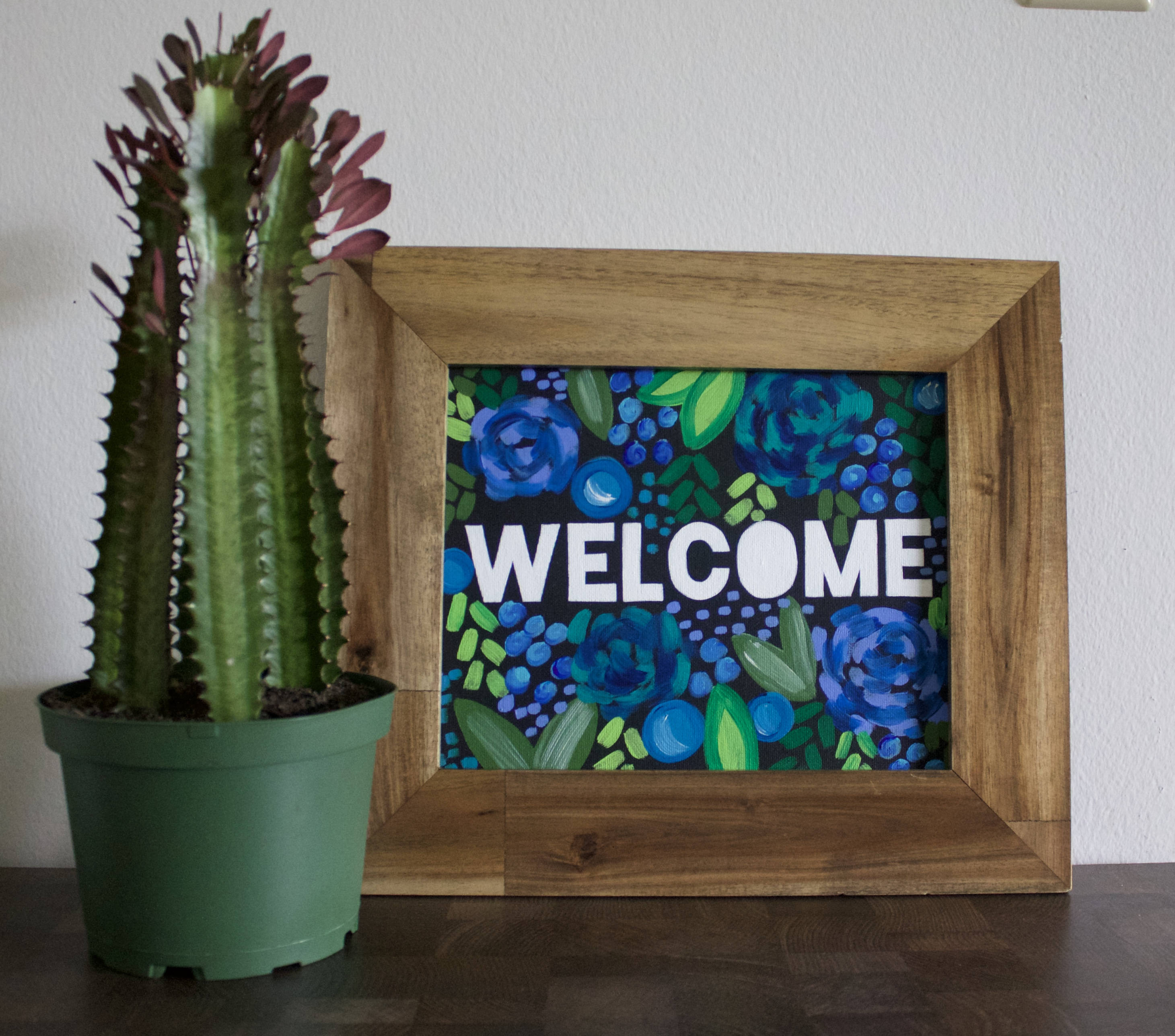 Welcome Entryway Art Boho Art Floral Art Welcome Painting - Etsy
