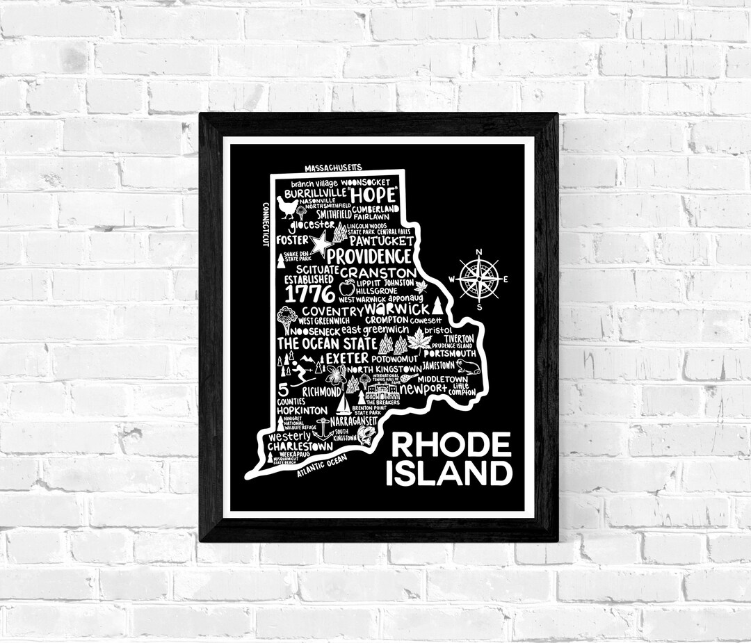 Rhode Island Map Print Wall Art - Etsy