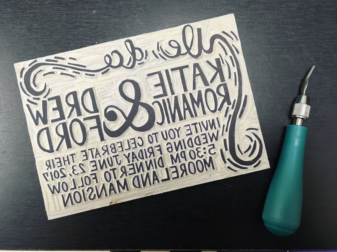 Handmade Wedding Invitations Linocut Invitations Linoleum - Etsy