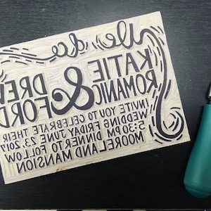Handmade Wedding Invitations, Linocut Invitations, Linoleum Print ...
