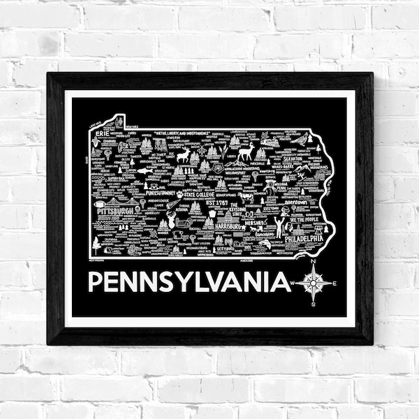 Pennsylvania Map Wall Art - Etsy