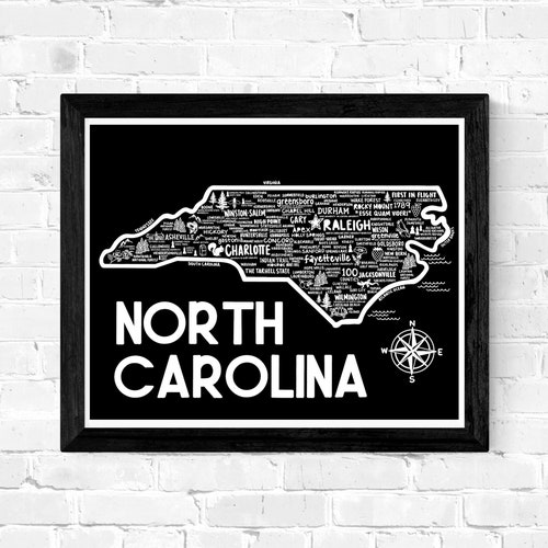 North Carolina Map SVG NC USA State Boundary Border North - Etsy