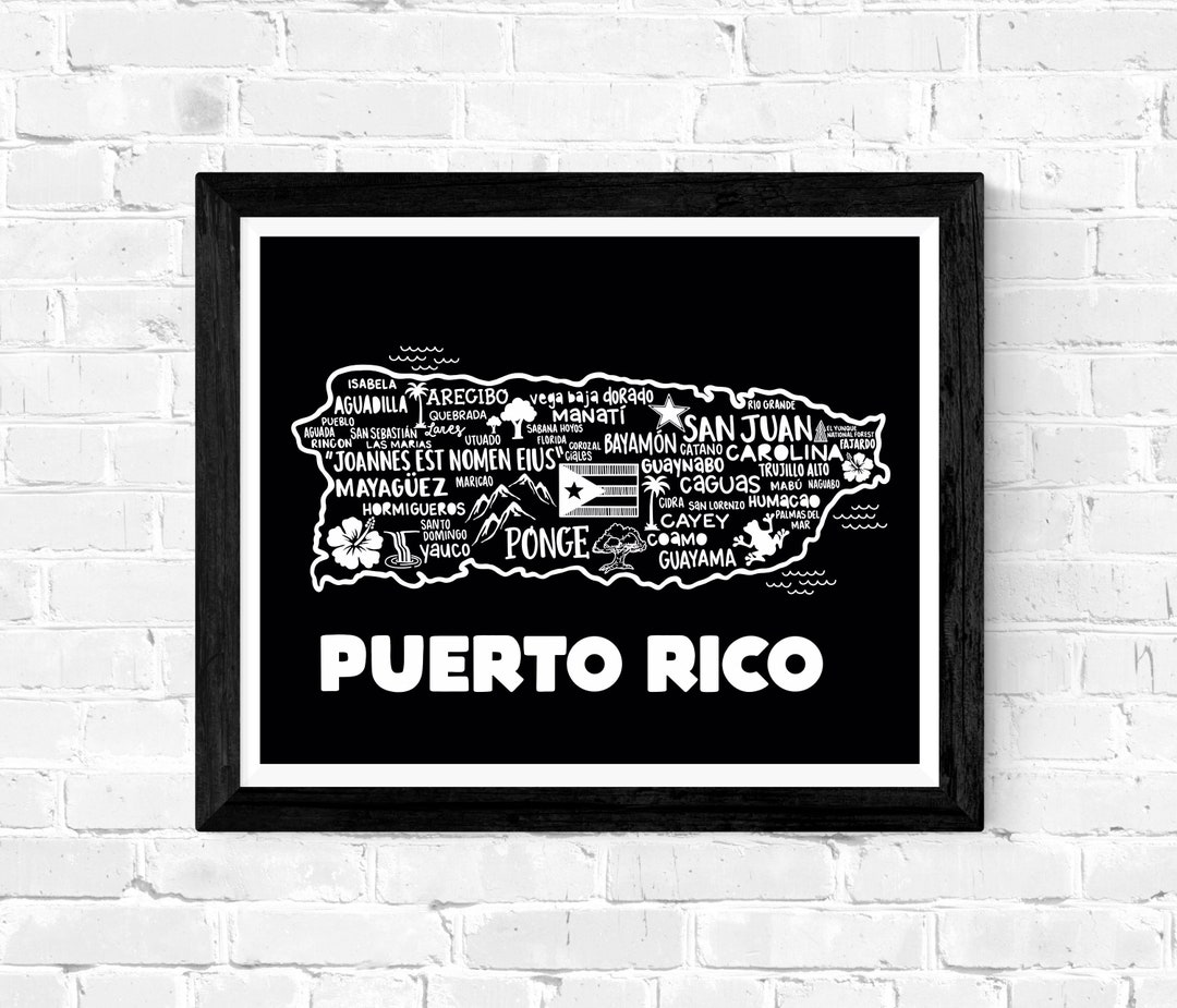 Puerto Rico Map Print - Etsy
