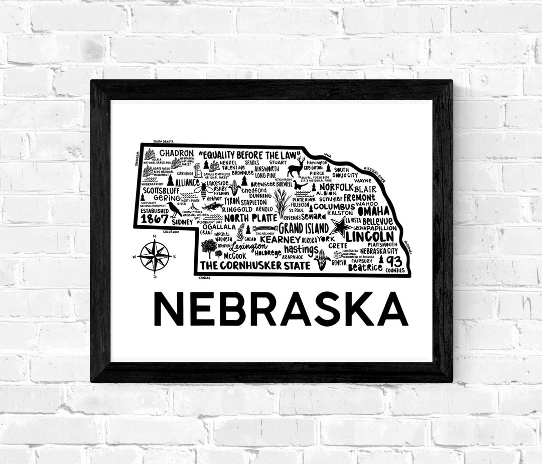 Nebraska Map Print - Etsy