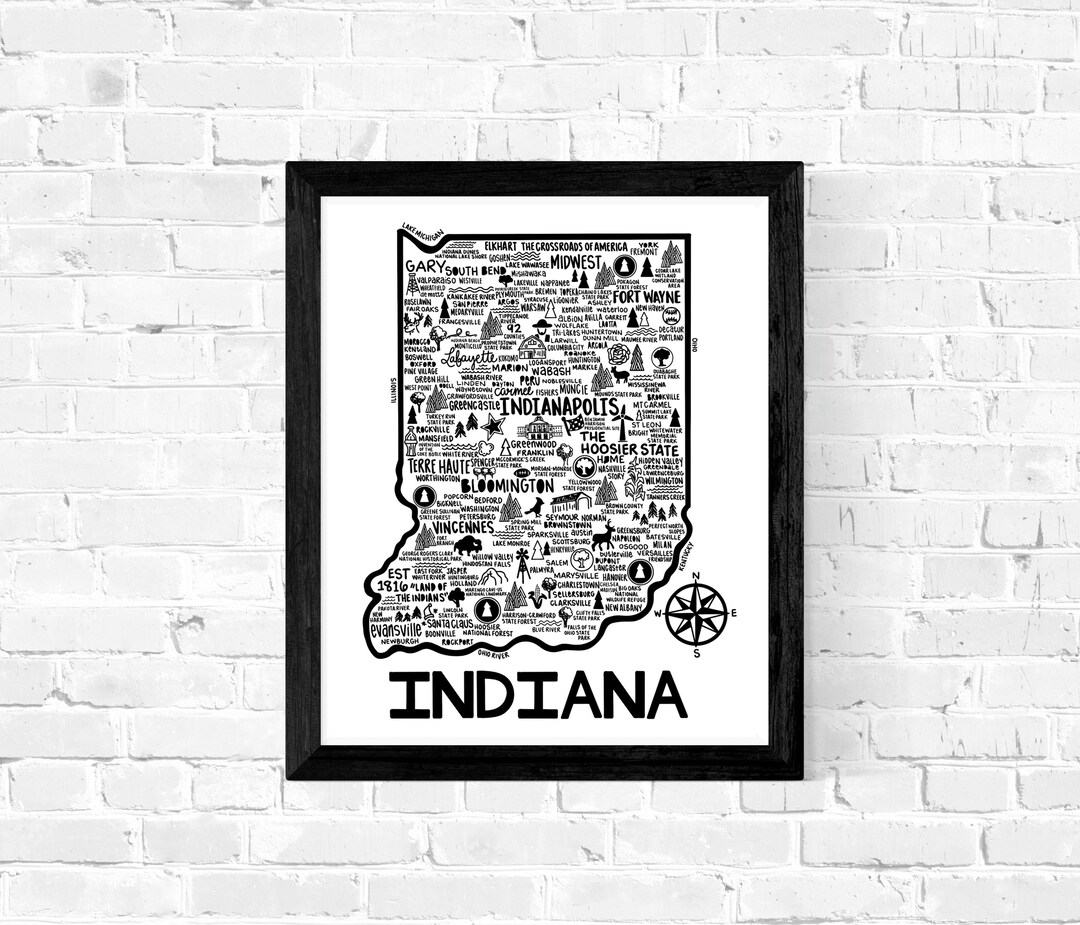 Indiana Map Print - Etsy