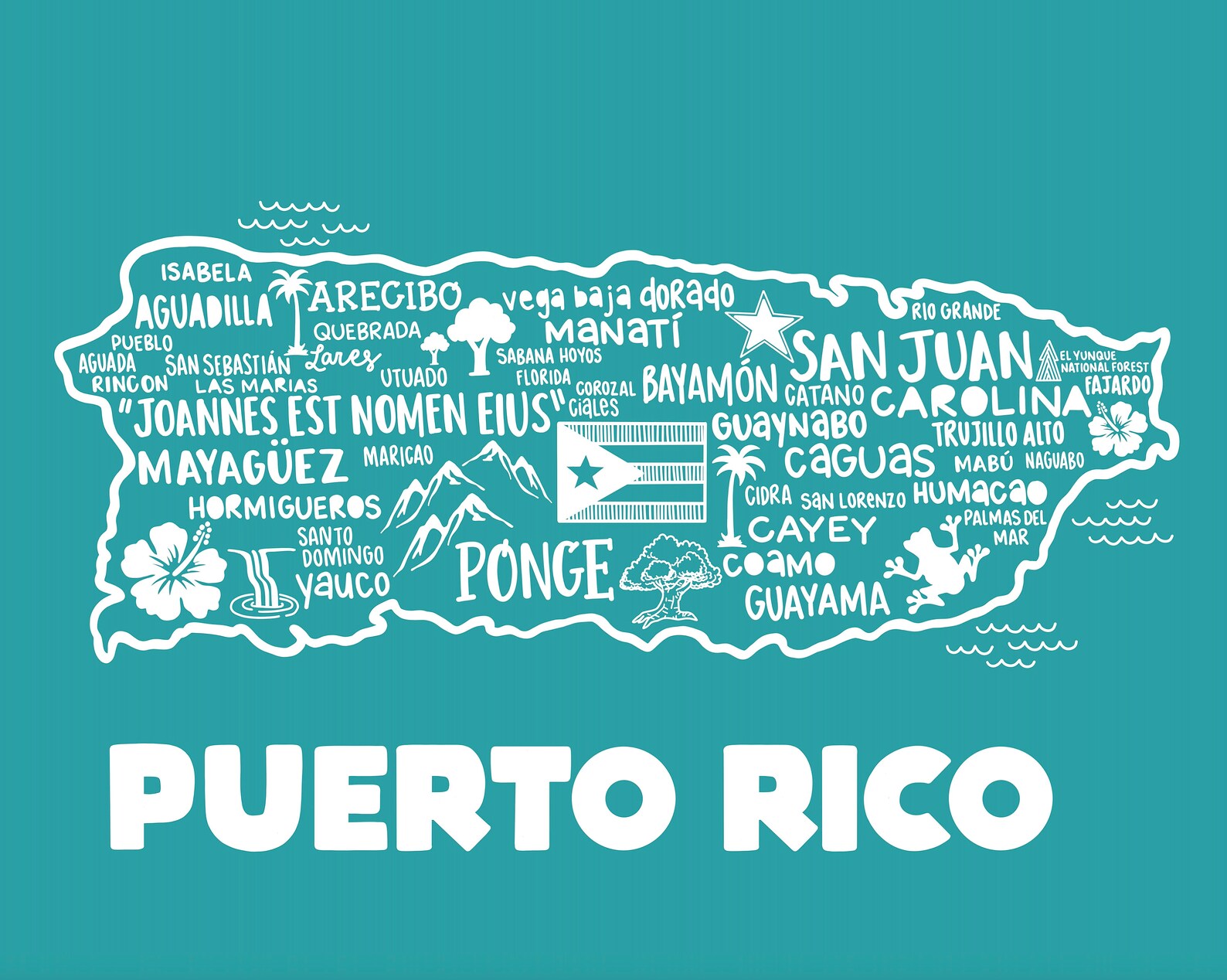 Puerto Rico Map Print - Etsy