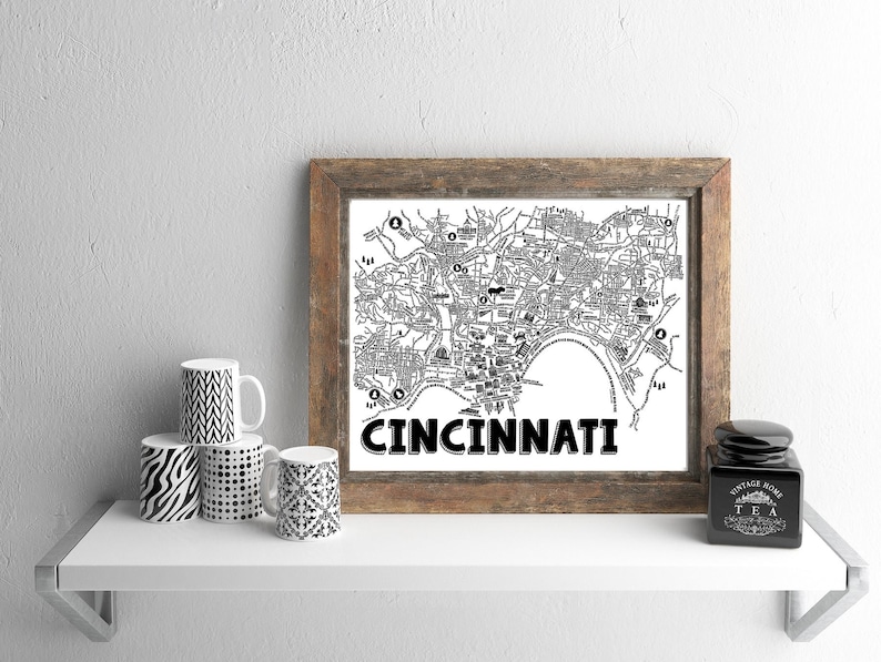 Cincinnati Streets Map Print - Etsy