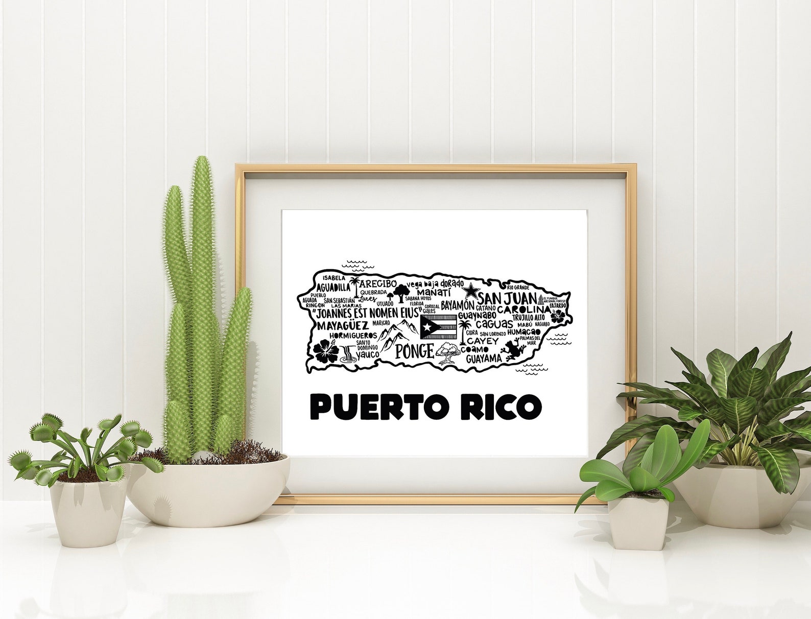 Puerto Rico Map Print - Etsy