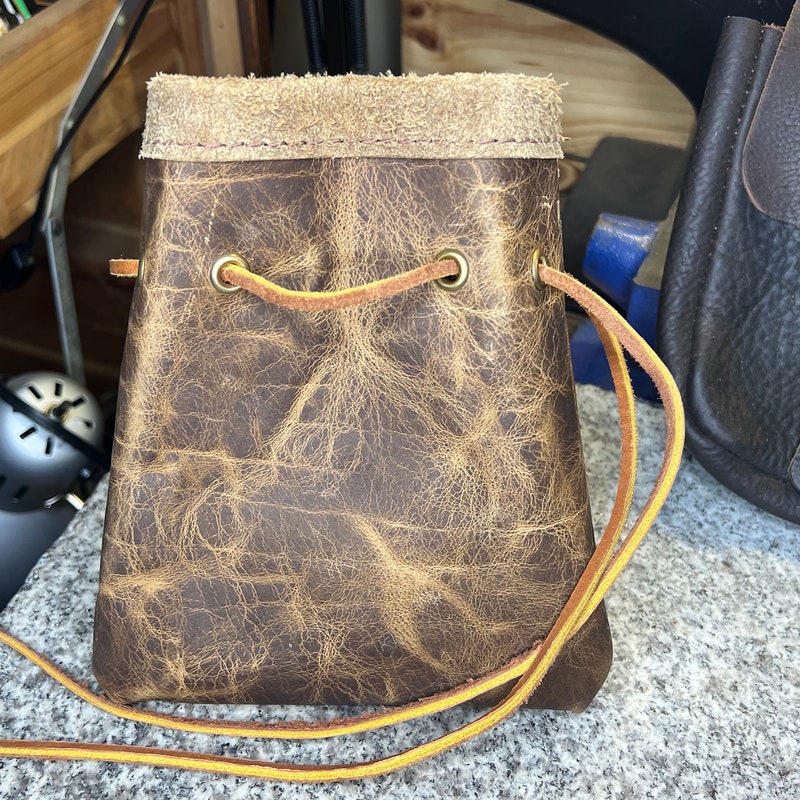 Leather Drawstring Pouch - Etsy