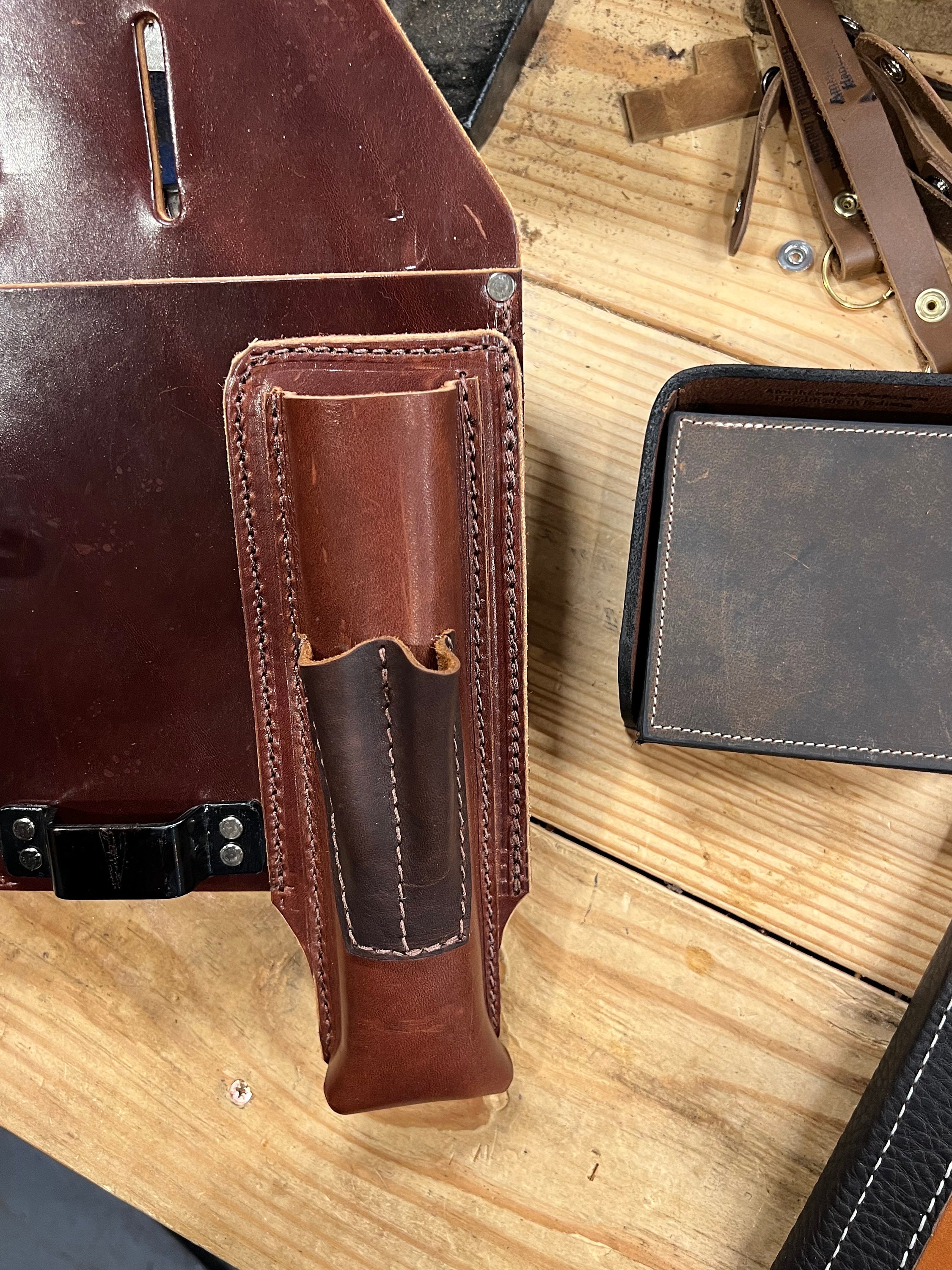 Builders Leather Tool Pouch / Carpenter Utility Tool Caddy - Full Grain ...