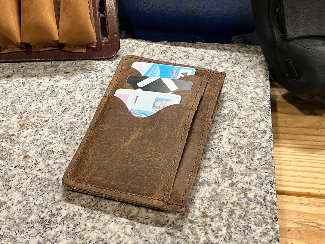 Day Runner Leather Wallet - Front Pocket Minimalist Wallet - Full Grain ...