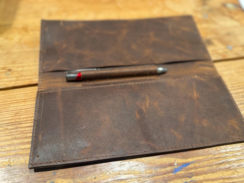 Leather Business Checkbook Cover, Handmade Full Grain, Side Tear or ...