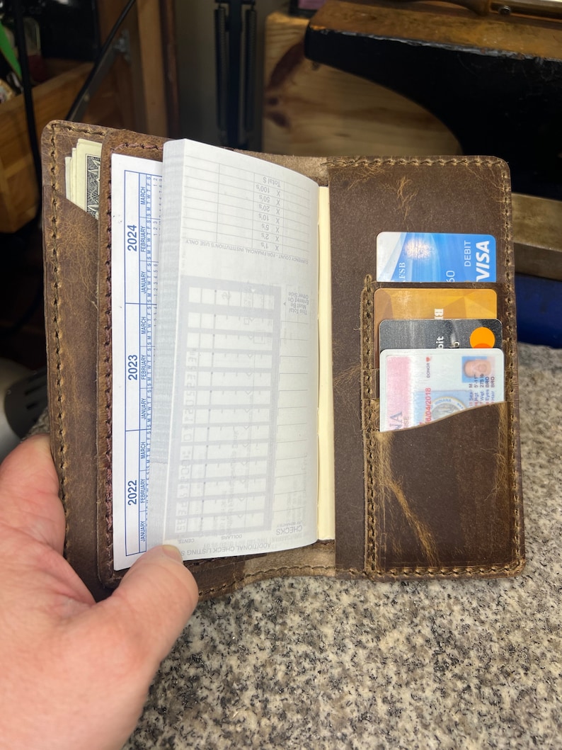 Leather Wallet Checkbook Combo, Handmade Full Grain Leather, Made in ...