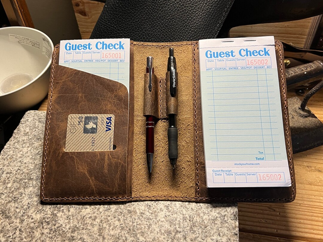 Server Order Pad Leather Organizer, Waiter, Waitress Notepad Portfolio ...