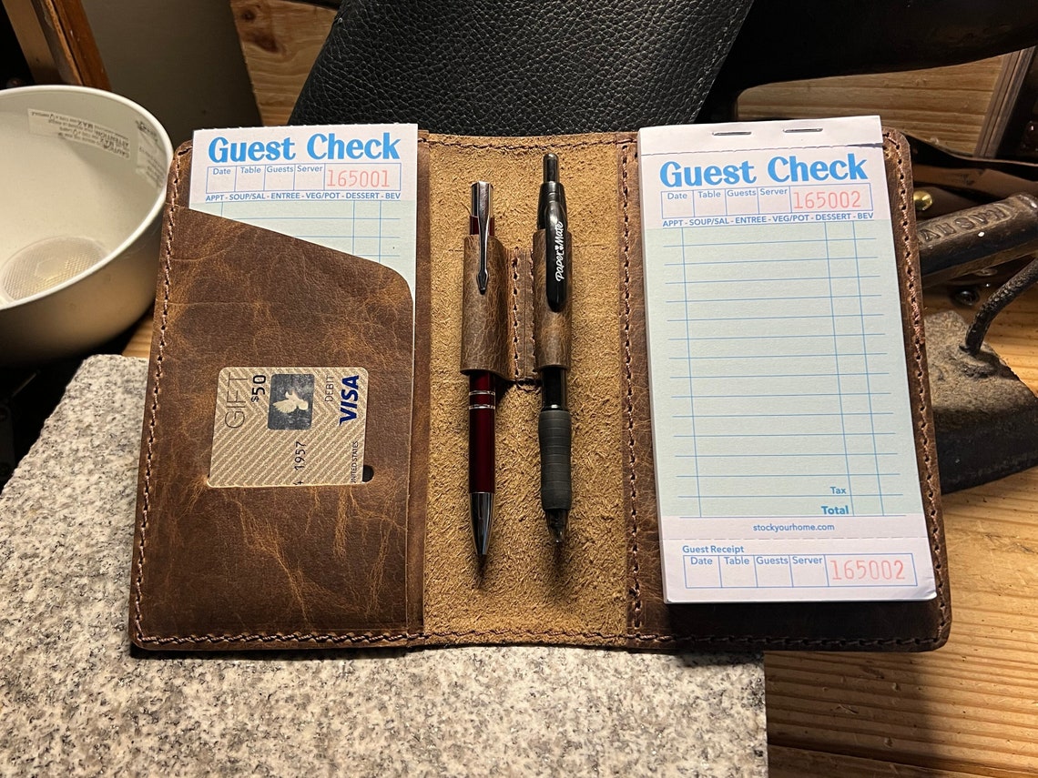 Server Order Pad Leather Organizer, Waiter, Waitress Notepad Portfolio ...
