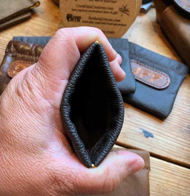 Leather Coin Purse Squeeze Frame Pouch Personalized Free Etsy