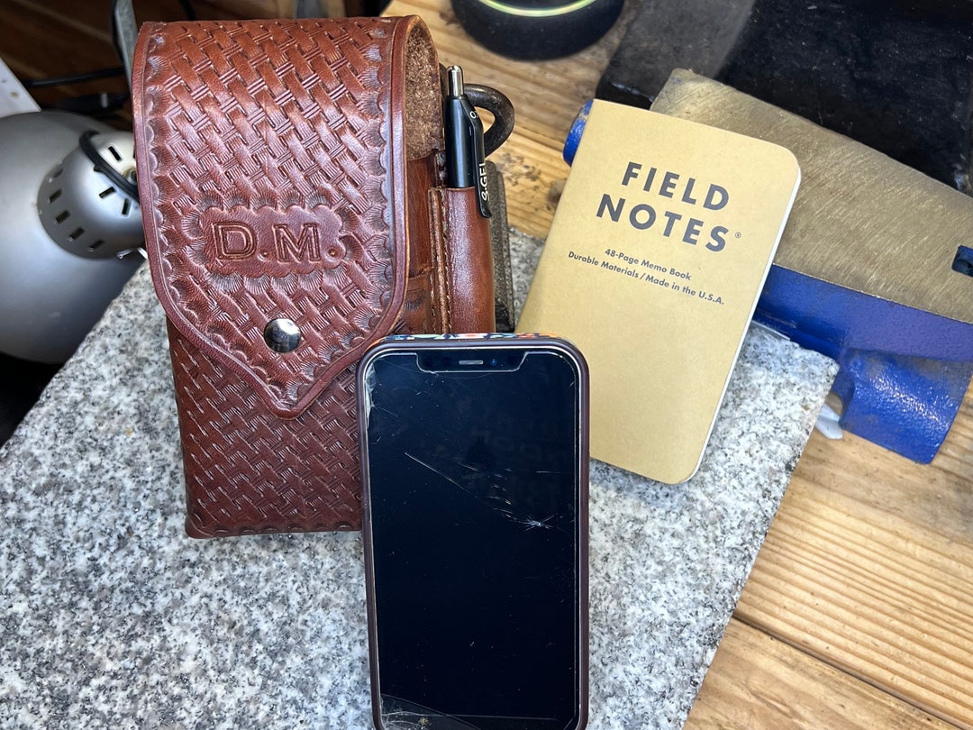 Leather Phone Case With Field Note Holder and Pen Slot, Handmade ...