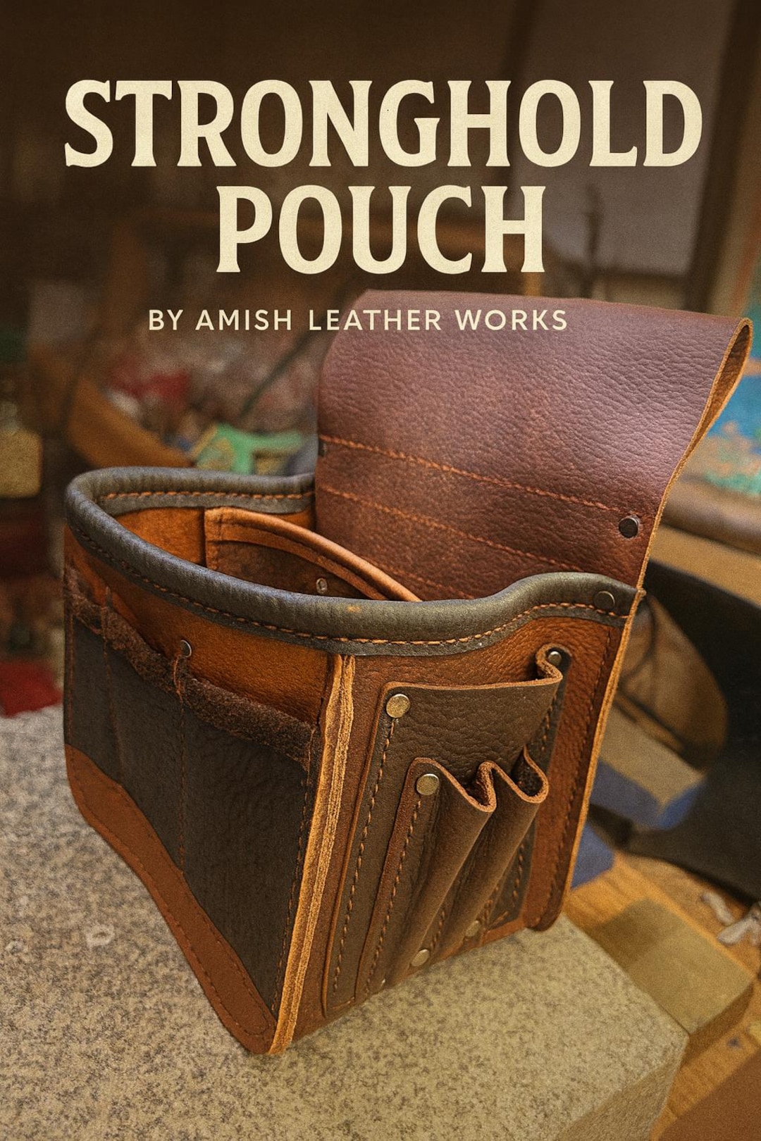 Leather Tool Pouch, Utility All-in-one 17 Slots/pockets, Amish Handmade ...