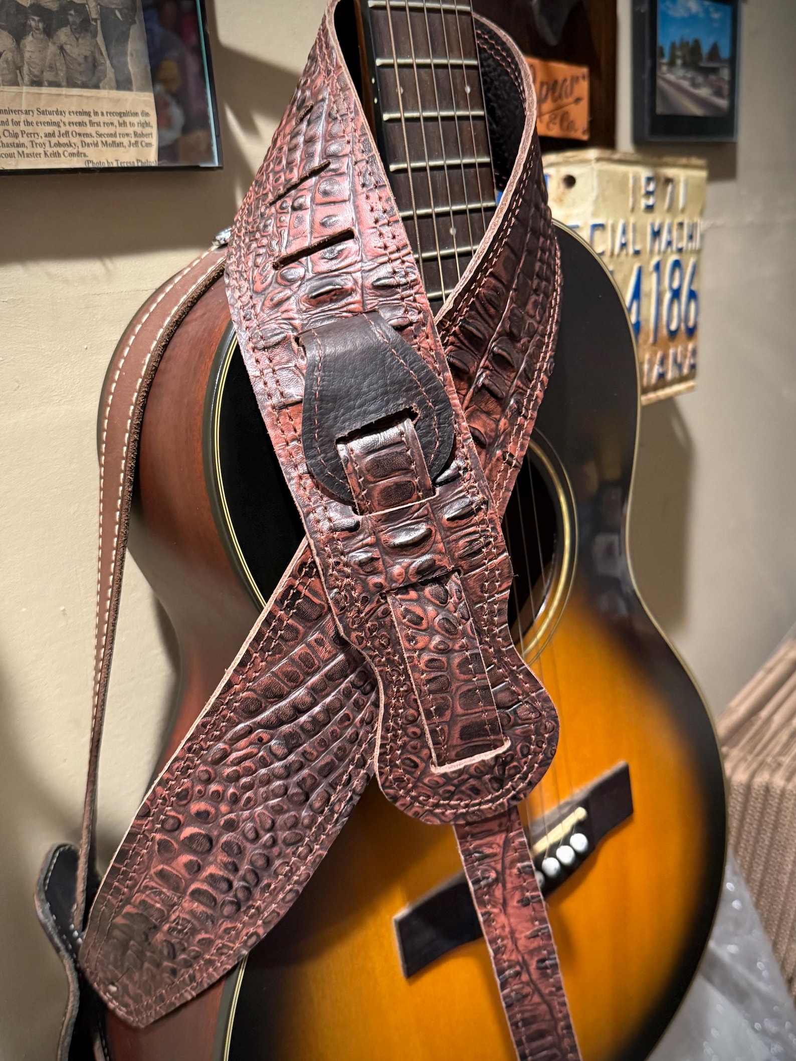 Alligator Guitar Strap, Full Grain Leather, Handmade Deluxe, Made in ...