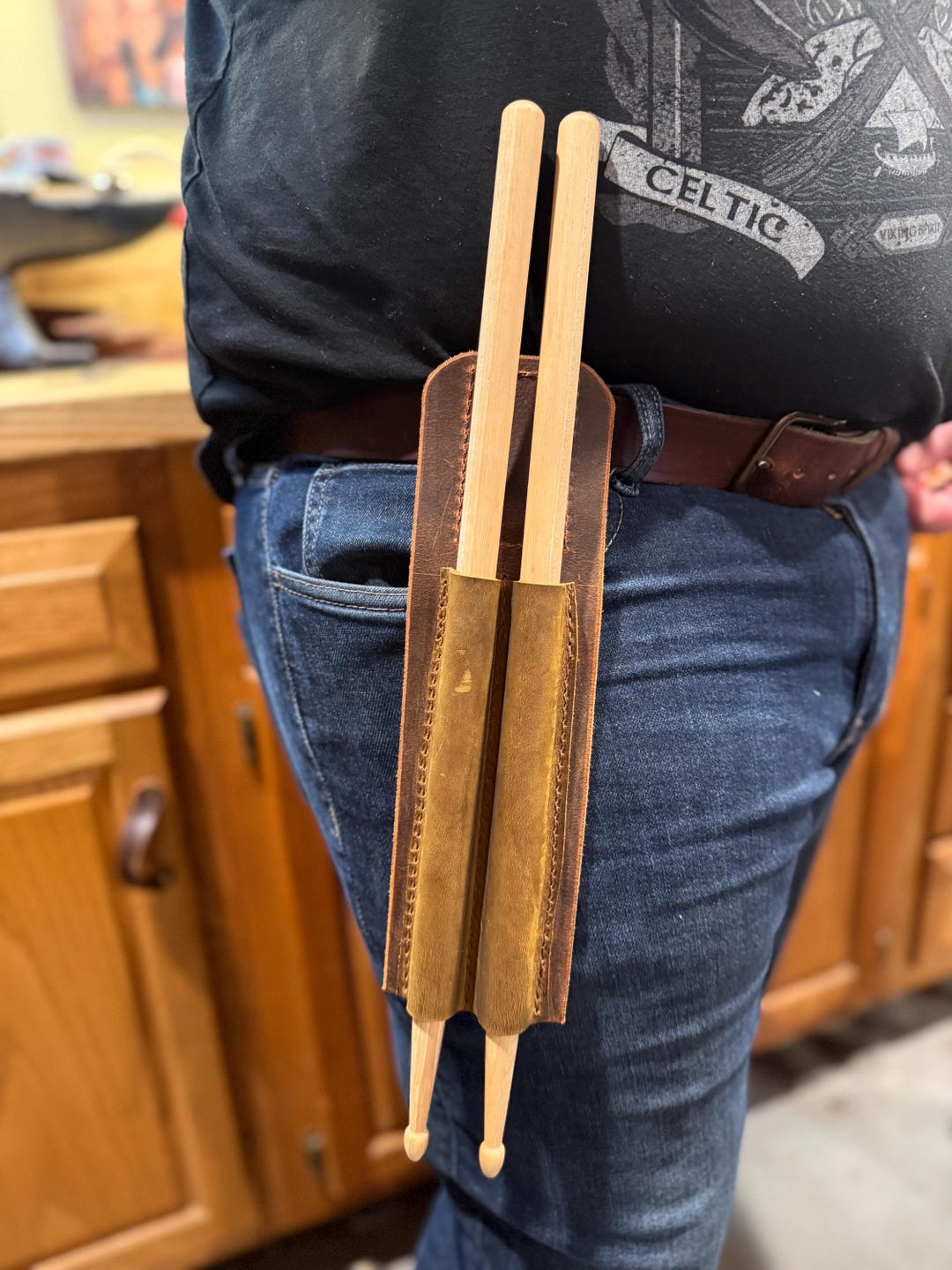 Leather Concert Drumstick Holster, Belt Clip, Handmade Full Grain ...