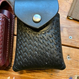 Law Enforcement Leather Double Phone Case / Police Basket Weave Utility ...