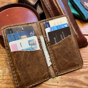 Buffalo Leather Card Holder, Bifold Minimalist Wallet, Amish Handmade ...