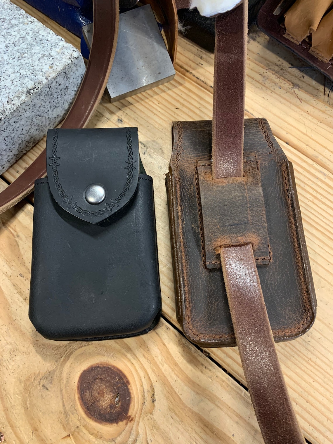 Leather Phone Case for Work Suspenders / Buffalo Leather - Etsy