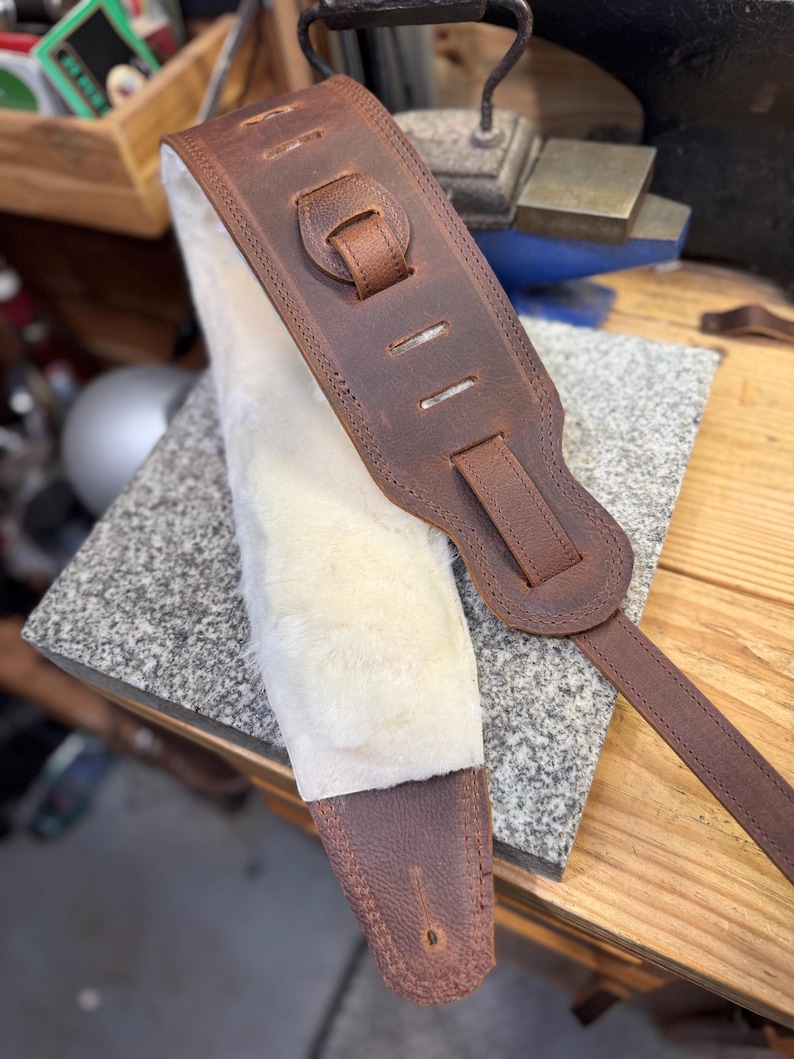 Extra Wide Leather Guitar Strap, 4