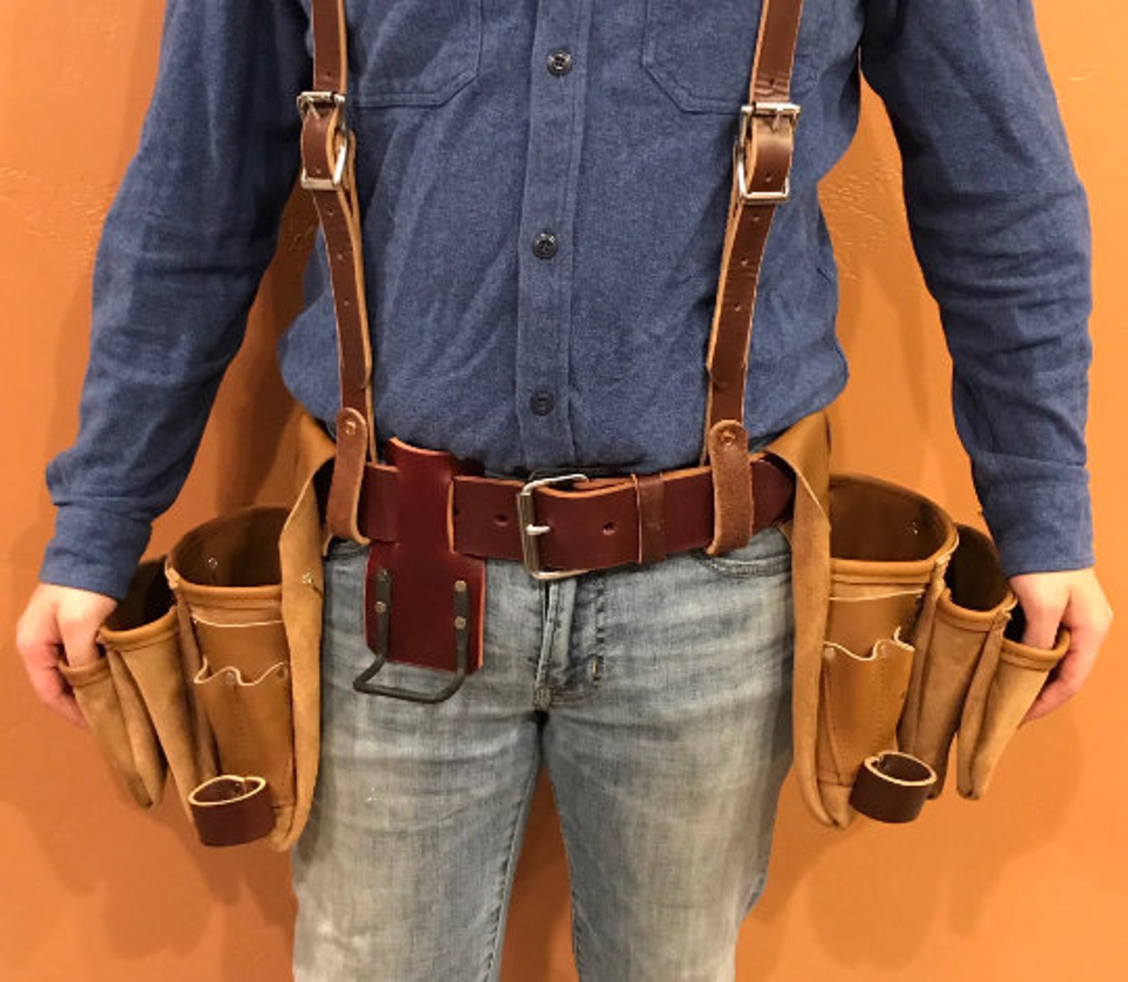 Handmade Leather Tool Belt, Suspenders, Nail Bags, Full Grain, Made in ...