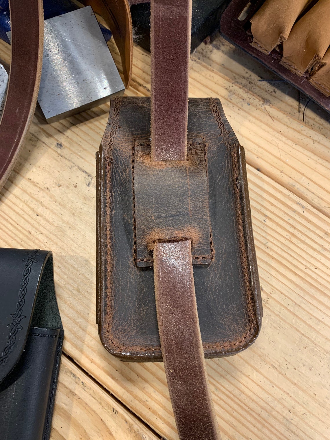 Leather Phone Case for Work Suspenders / Buffalo Leather - Etsy