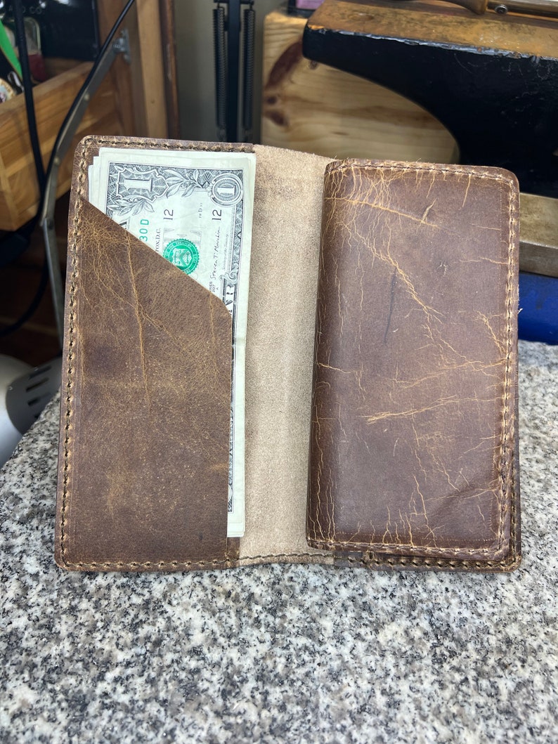 Leather Wallet Checkbook Combo, Handmade Full Grain Leather, Made in ...