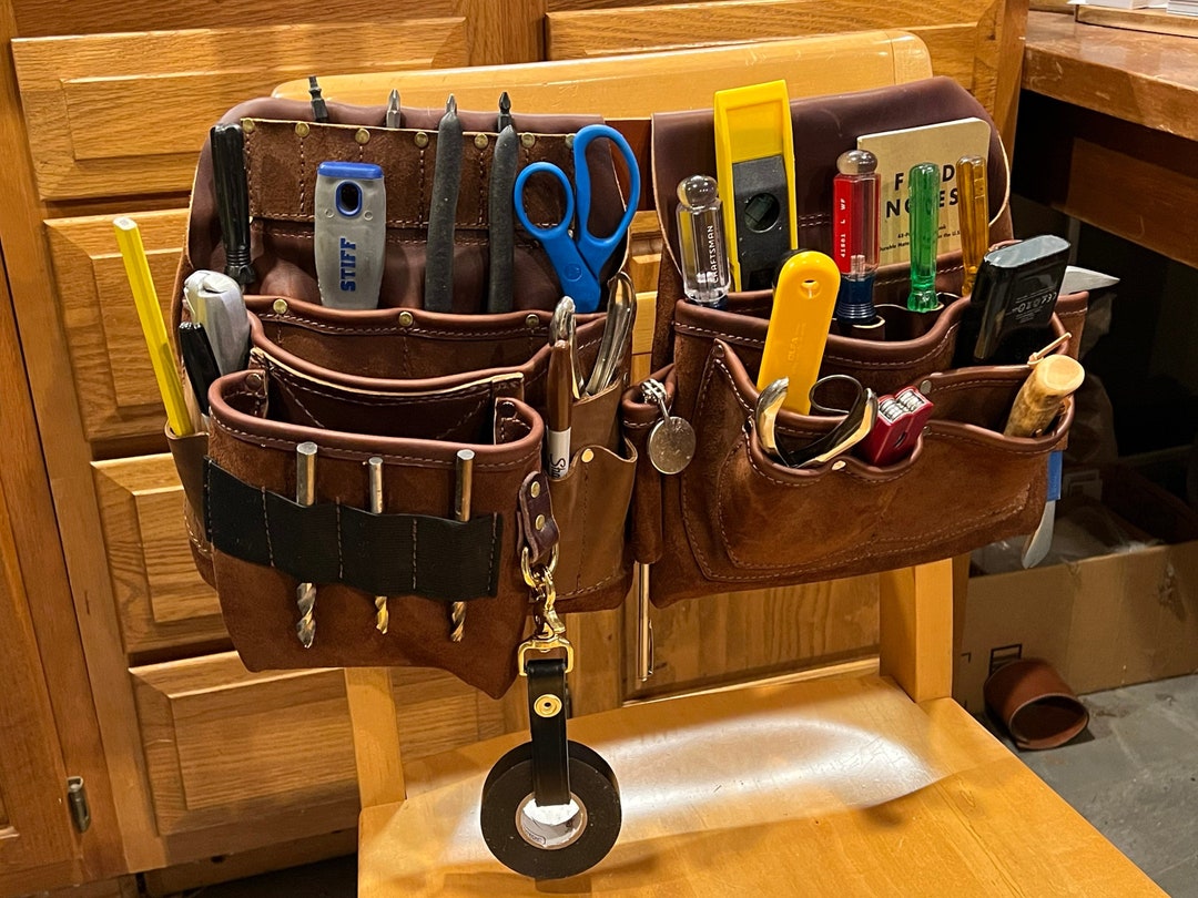 Deluxe Leather Tool Belt, Handmade Electrician Pouch, Full Grain, Made ...