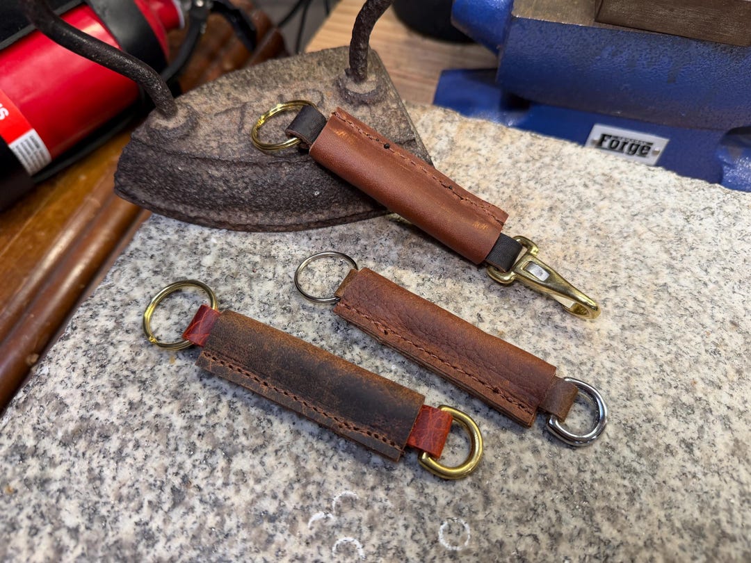 Deluxe Leather Keychain, Optional Clip, Handmade Full Grain Key Fob ...