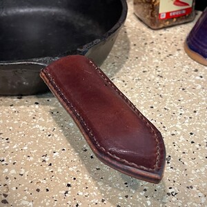 Leather Handle Cover for Cast Iron Skillet, Handmade Full Grain Leather ...