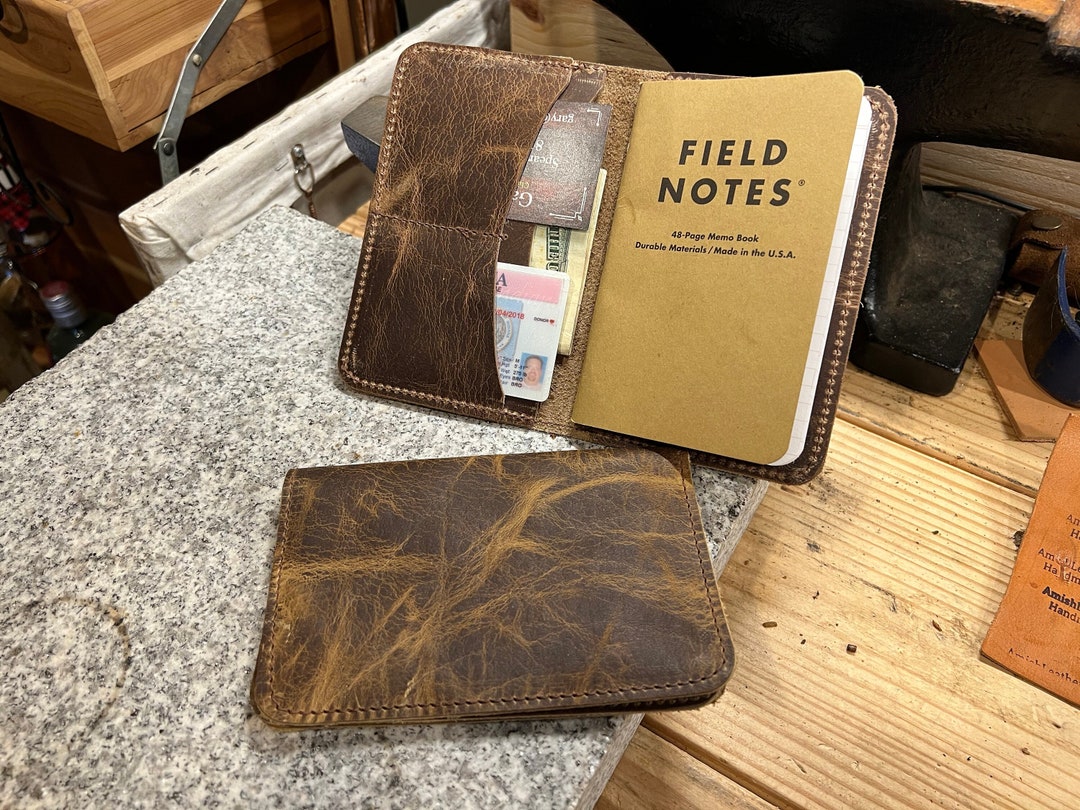 Leather Field Notes Holder, Custom Buffalo Leather, Handmade Tablet ...