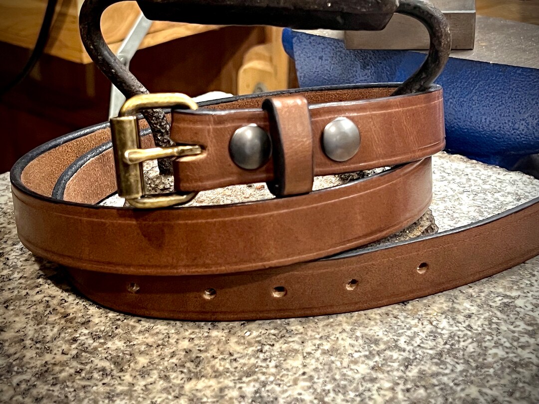 Leather Dress Belt - 1" Width - Handmade Full Grain Buffalo Leather in ...