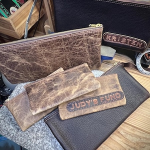 Leather Money Bag, Personalized Bank Cash Pouch, Handmade Full Grain ...
