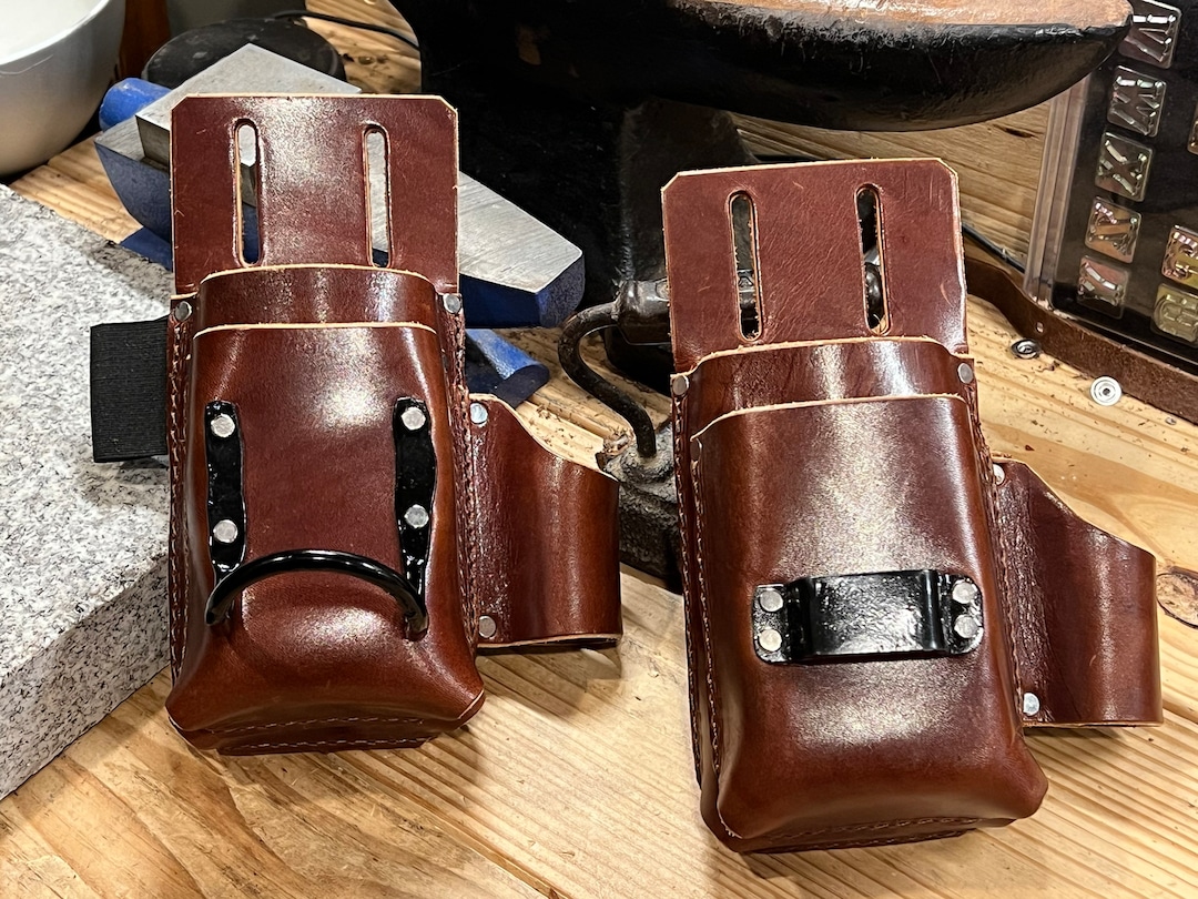 4-in-1 Tool Holder / Leather Utility Pouch With Hammer Holder or Tape ...