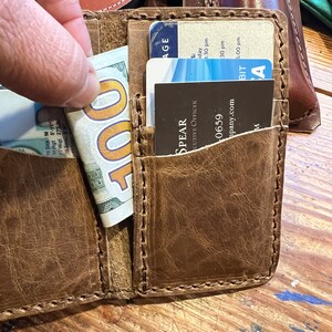 Buffalo Leather Card Holder, Bifold Minimalist Wallet, Amish Handmade ...