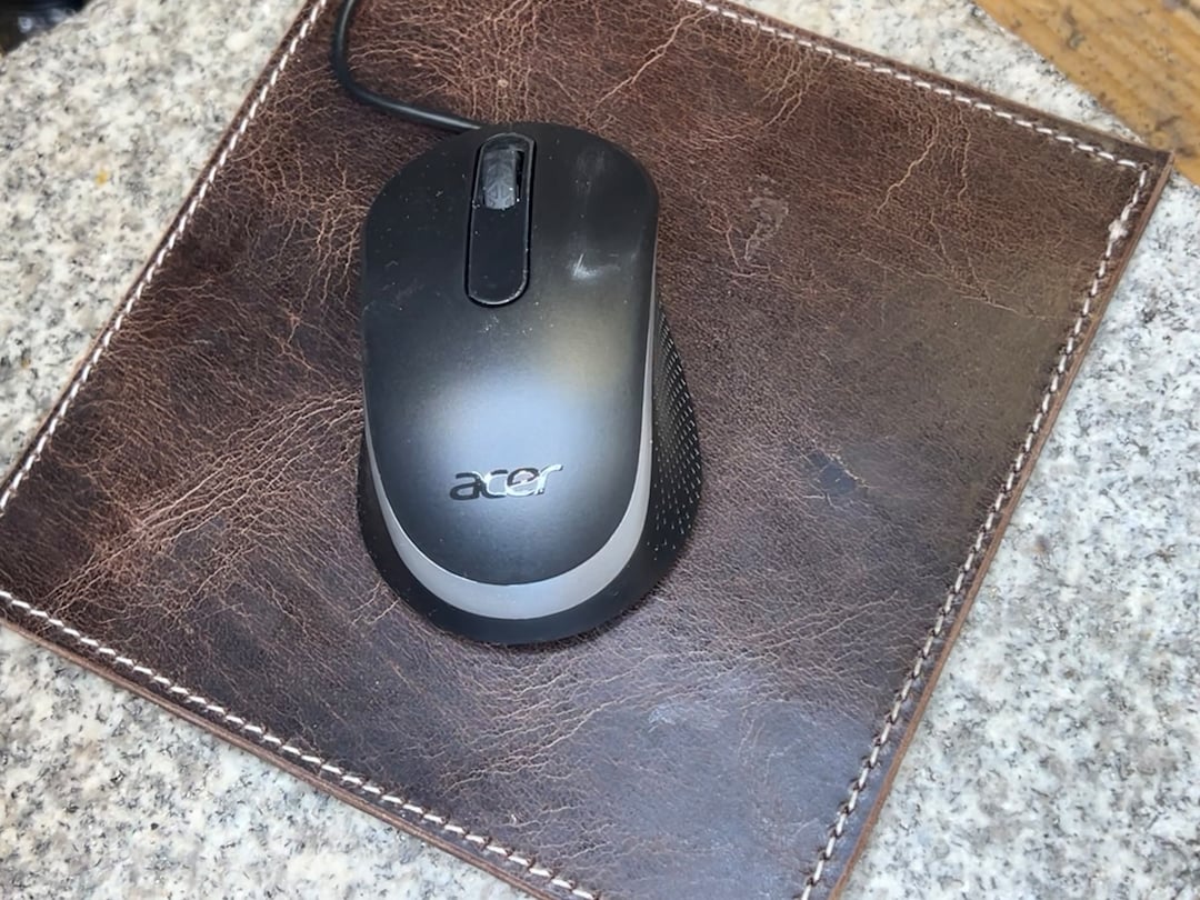 Leather Mouse Pad - Handmade Buffalo Full Grain Leather - Computer ...
