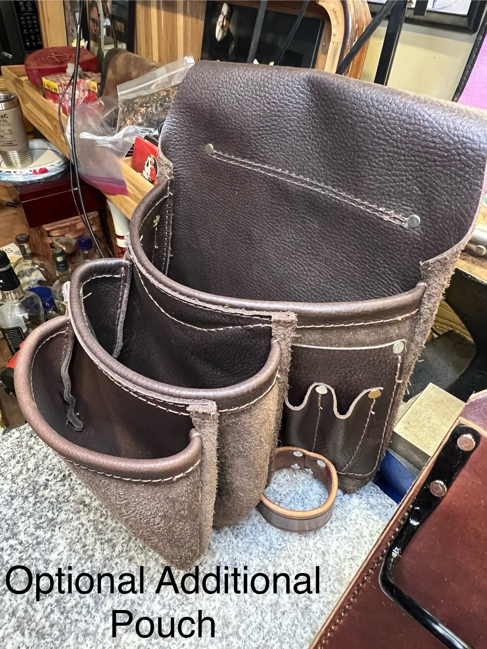 Builders Leather Tool Pouch / Carpenter Utility Tool Caddy - Full Grain ...
