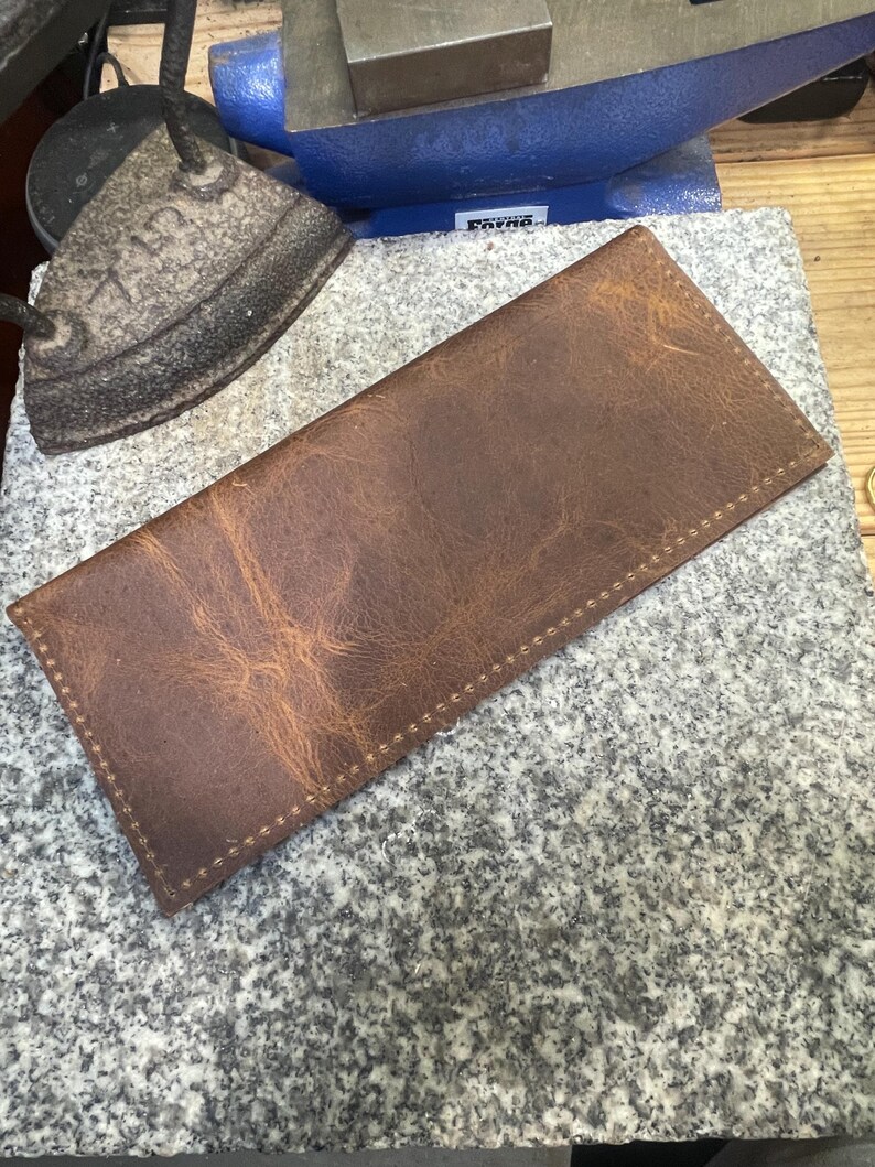 Leather Business Checkbook Cover, Handmade Full Grain, Side Tear or ...