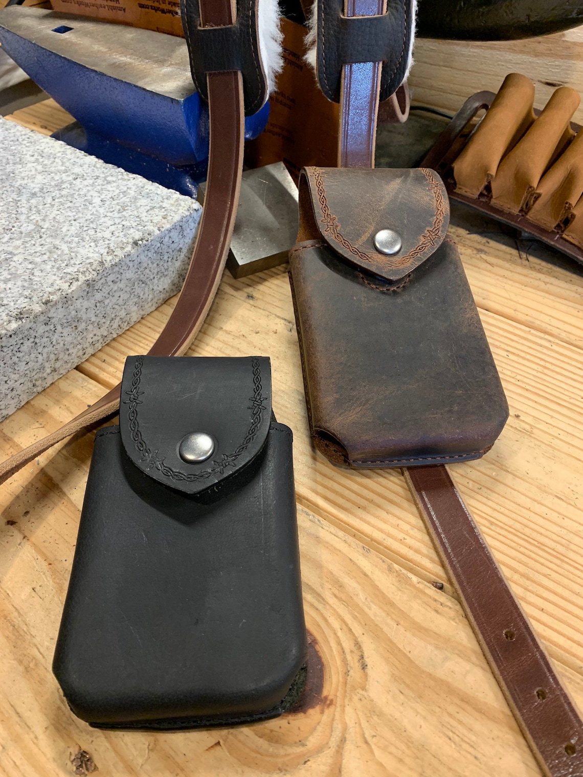 Leather Phone Case for Work Suspenders / Buffalo Leather - Etsy