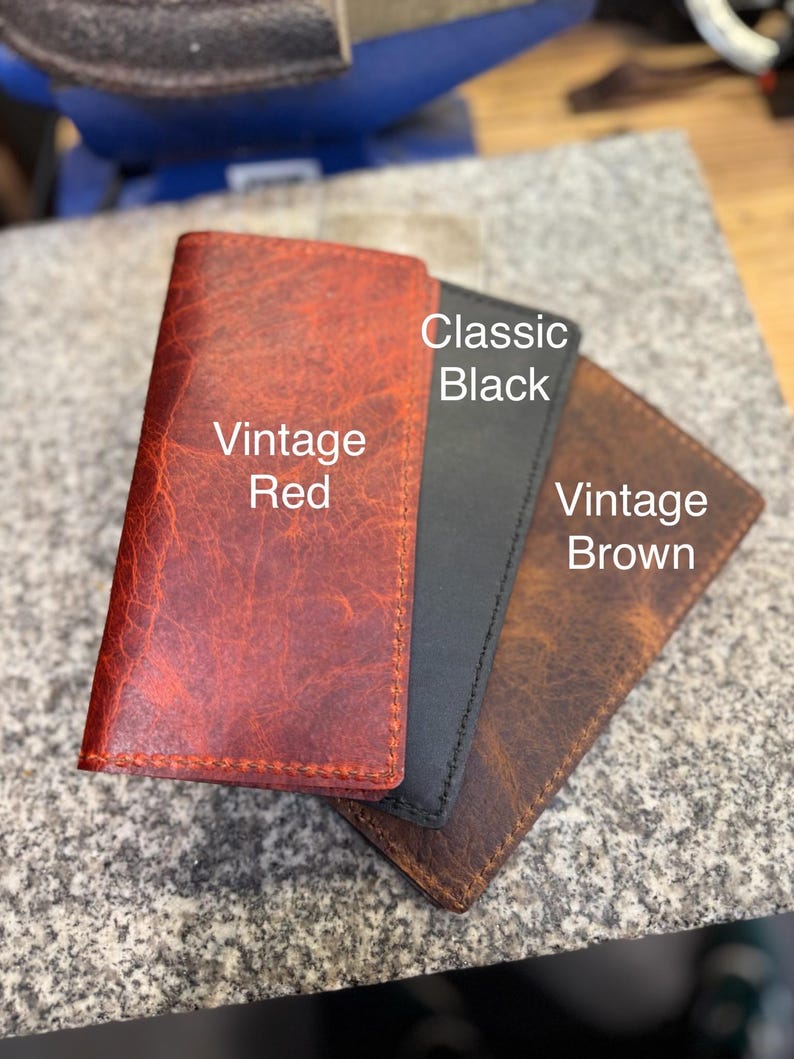 Bison Leather Checkbook Cover, Amish Handmade, Brown Vintage Leather ...