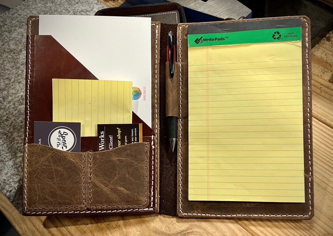 Leather Portfolio Notebook, Personalized Padfolio, Brown Two Tone ...