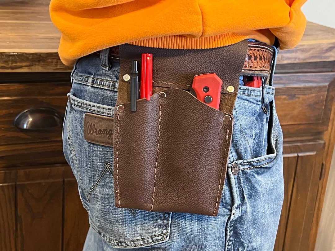 Leather Utility Knife Holster, Box Cutter Sheath With Pen Slot, Belt ...