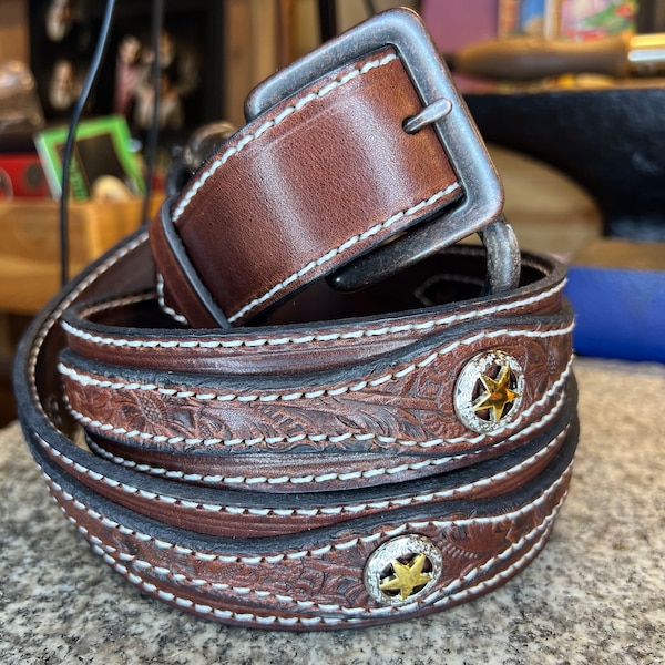 Handmade Leather Ranger Belt - Etsy