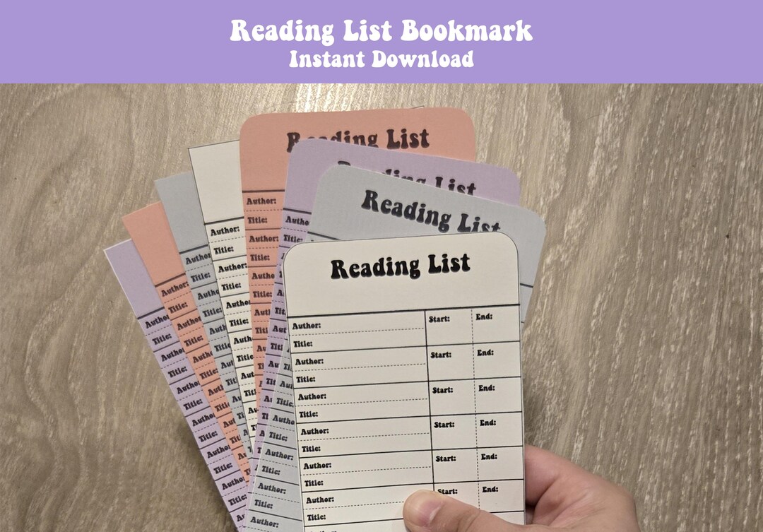 Printable Reading List Bookmark, Digital Download, Reading Tracker - Etsy