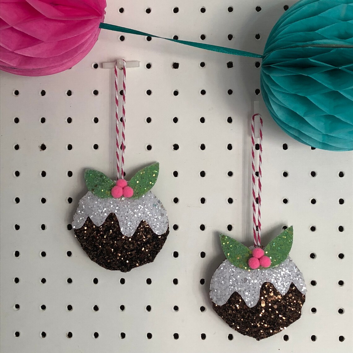 Christmas Pudding Decoration, Glitter Fabric Decoration, Tree Ornament ...
