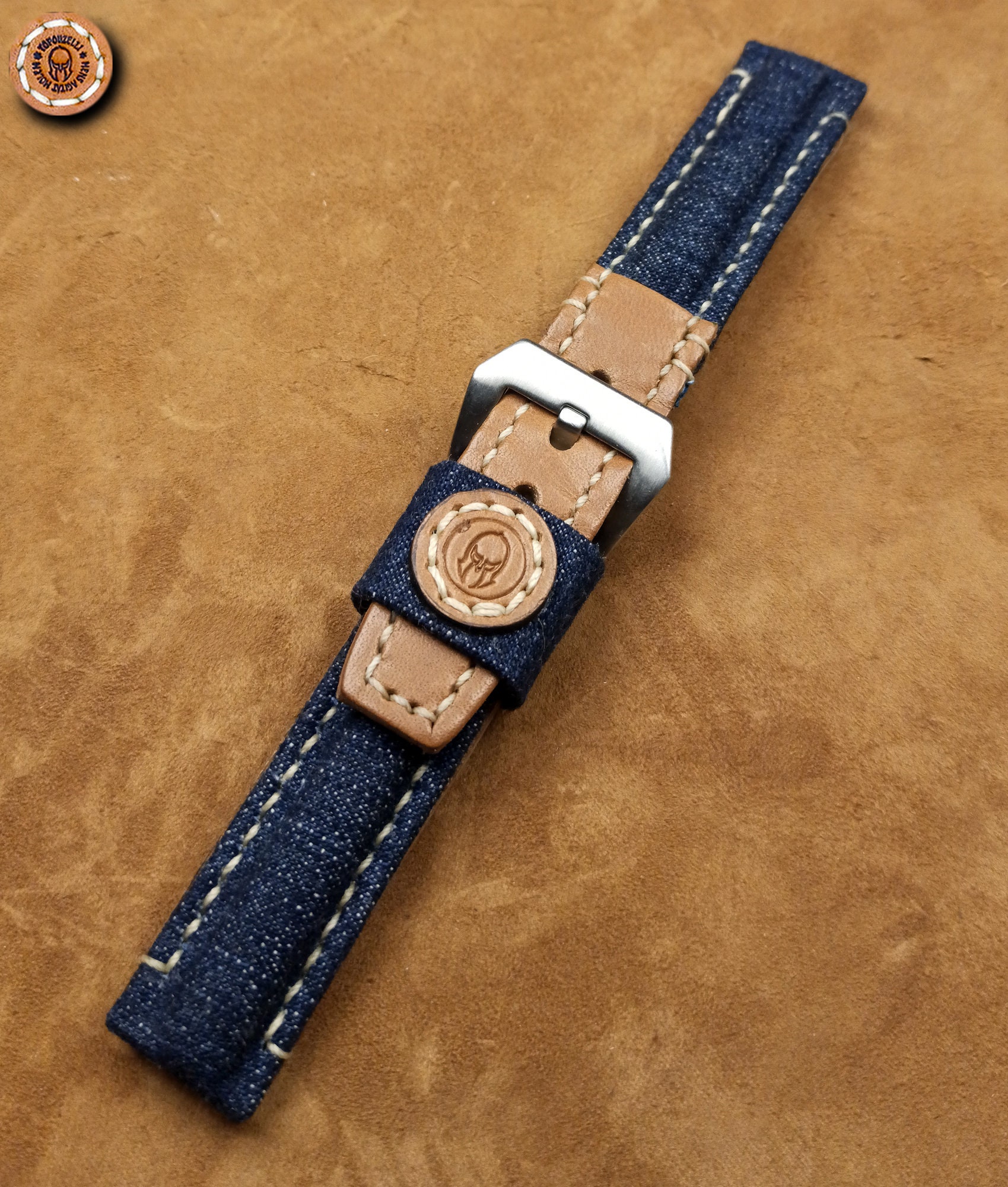 Watch Strap, Band, Leather/denim, 22mm, Combo Series, T1064 - Etsy
